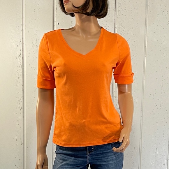 Lauren Ralph Lauren | Tops | Ralph Lauren Womens Orange Short Sleeve ...